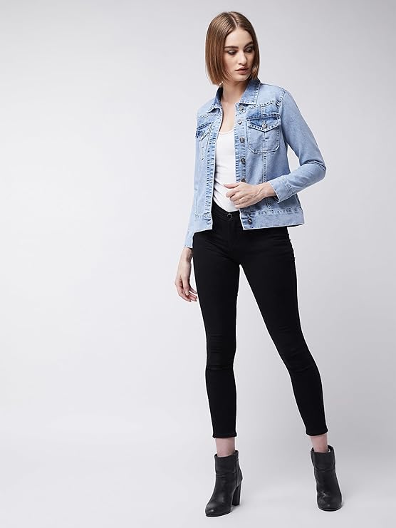 Women’s Cotton Blend Collared Full Sleeves Solid Buttoned Short Length ...